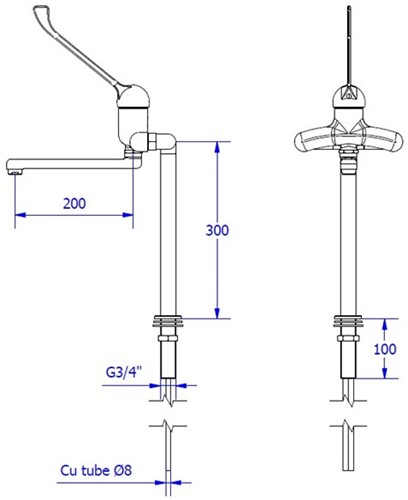 FAR MDS single lever mixer tap on column