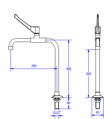 FAR MDS bench mounted water tap, elbow operated